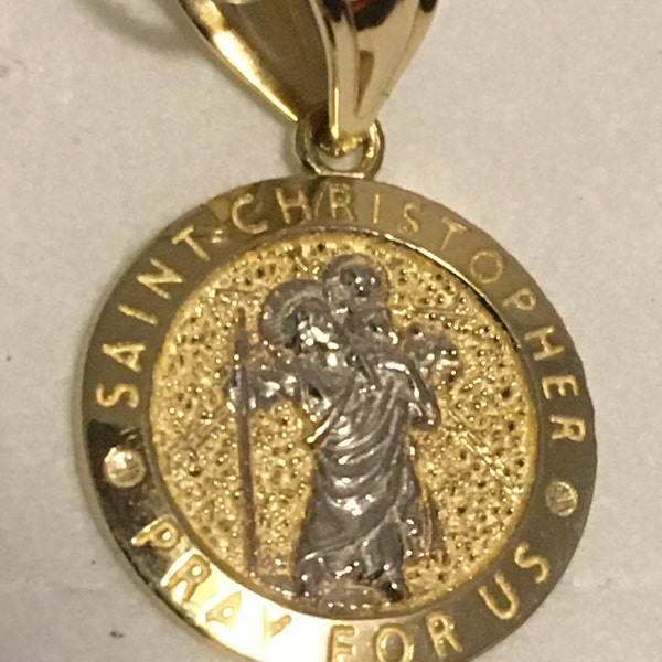 10k Solid Gold Saint Christopher Medallion: Patron of Travelers Pendant ...