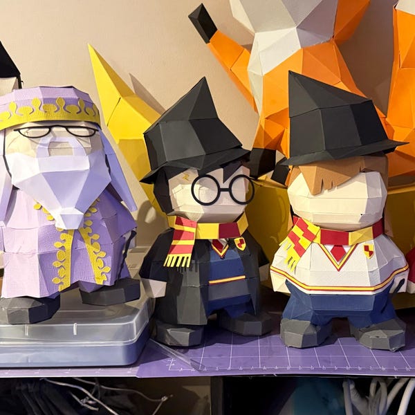 Diy 3 in 1 Wizard PDF Template + SVG Files, Harry Low Poly Papercraft ...