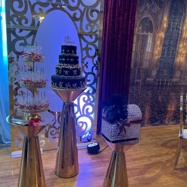 Custom Gold Cocktail Table Bar Table Stand Pedestal Table Event Decor ...