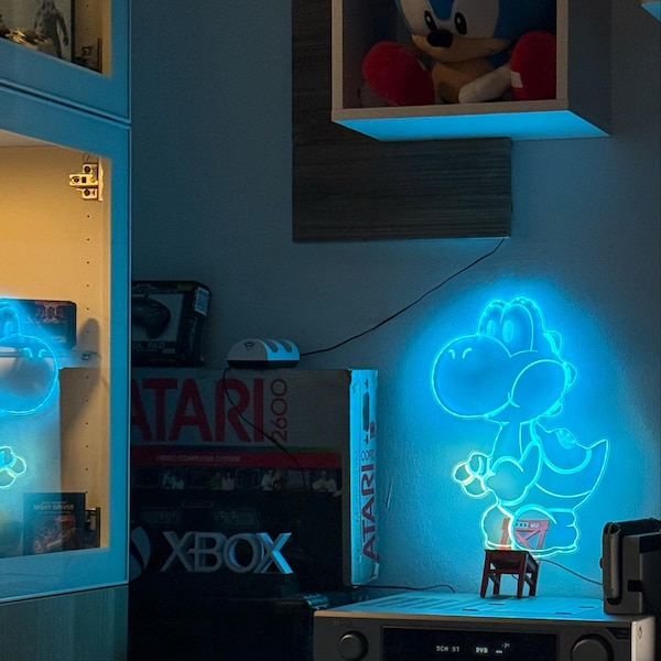 Yoshi Game Room Light Sign, Super Mario Bros Night Light, Neon Colors ...