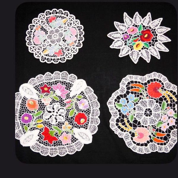 Hungarian Matyo Tablecloth 92/ 90 Cm, Hand Embroidered Home Decoration ...