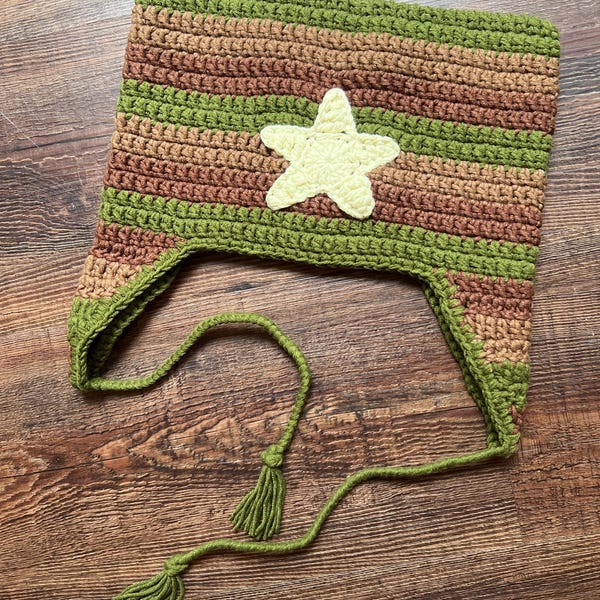 Purple Spiral Star Ear Muffs Crochet, Handmade Star Ear Muffs, Gift for ...