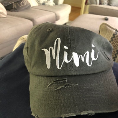 Mimi Hat Distressed Baseball Cap OR Ponytail Hat Customize Your Text ...