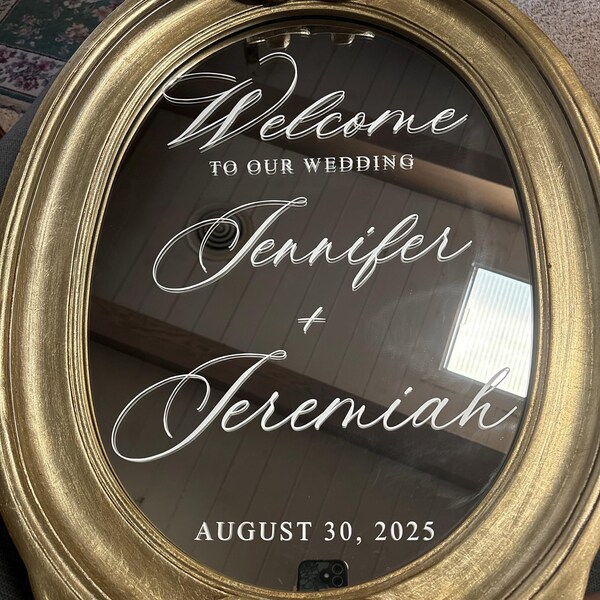 Elegant Wedding Mirror Decal for Welcome Sign Welcome to Our Wedding ...