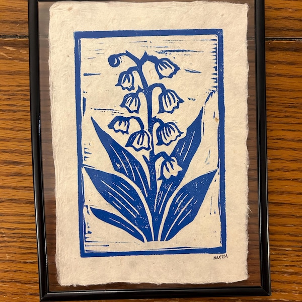 Lily of the Valley Linocut Print 5x7” - May Birth Flower Art - Etsy