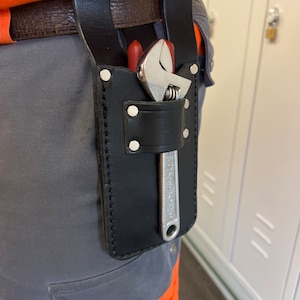 2-in-1 Tool Holster / Leather Utility Pouch Handmade Full Grain Bridle ...