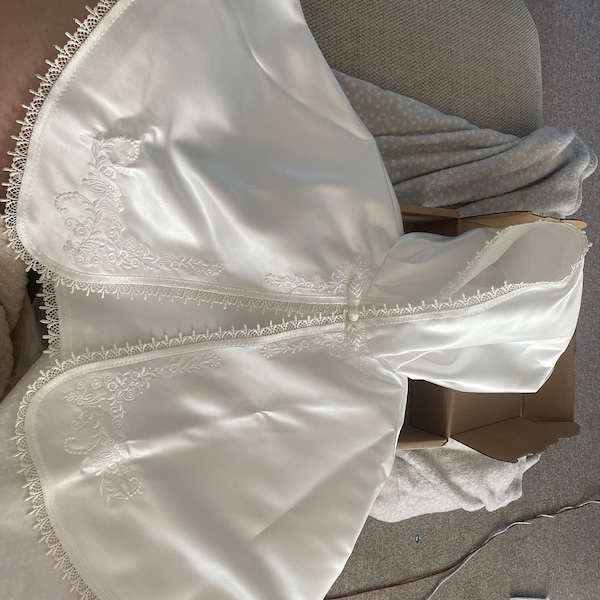 Baby Baptizm Baptism Christening Cape in White or Ivory Satin and Hood ...