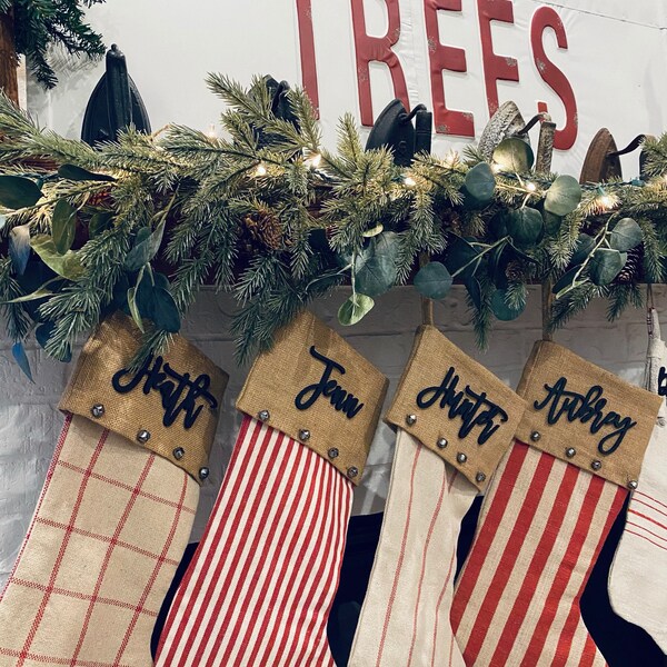 Stocking Name Tags Christmas Stocking Names Wood Words Wood Word Cutout ...
