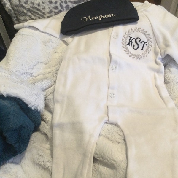 Personalized Baby Boy Coming Home Outfit, Monogrammed Baby Clothes ...