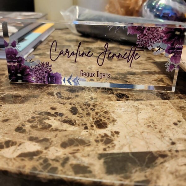 Emerald Green Desk Name Plate, Green Mosaic Luxury Name Plate for Desk ...