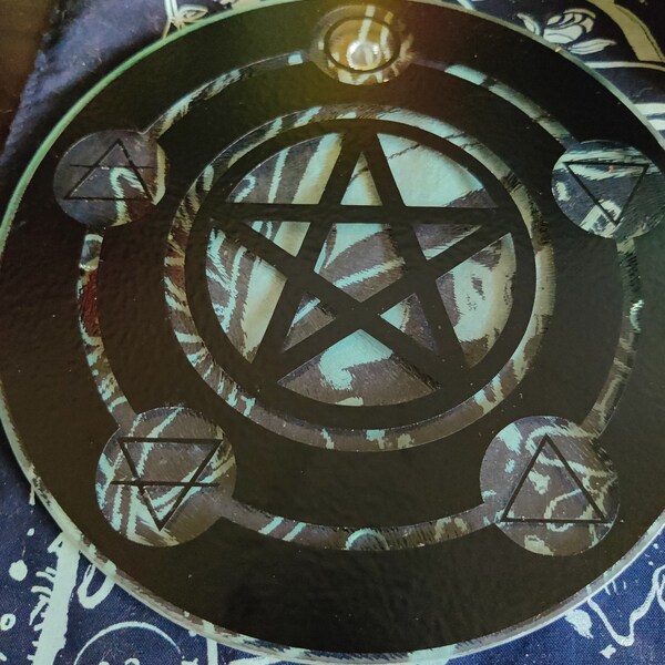 Pentacle Altar Plate: Glass Witchcraft Plate With Elemental Symbols - Etsy