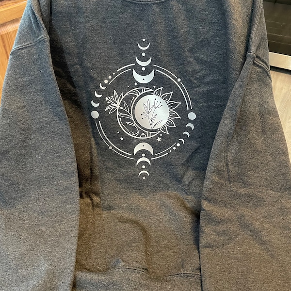 Mystic Moon and Sun Sweatshirt, Mystical Moon Phase Sweater, Moon Phase ...
