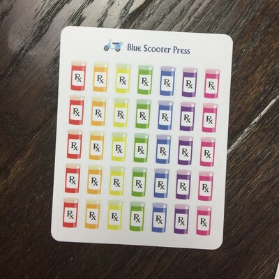 Prescription Bottle Refill Stickers. 48 MATTE Planner Stickers. - Etsy