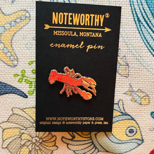 Lobster Enamel Pin, Red and Gold Lobster Pin, Single Hard Enamel Pin ...