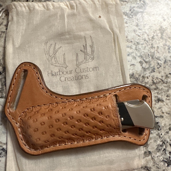 Deluxe Buck 110 Sheath Leather Pocket Knife Sheath Folding Knife Sheath ...