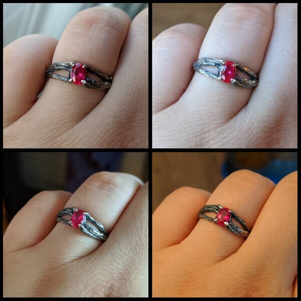 Double Branch Sapphire Engagement Ring, Tree Small Ring With Oval ...