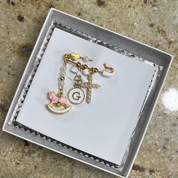 Pink Customized Baby Pin With Bead Name - Etsy