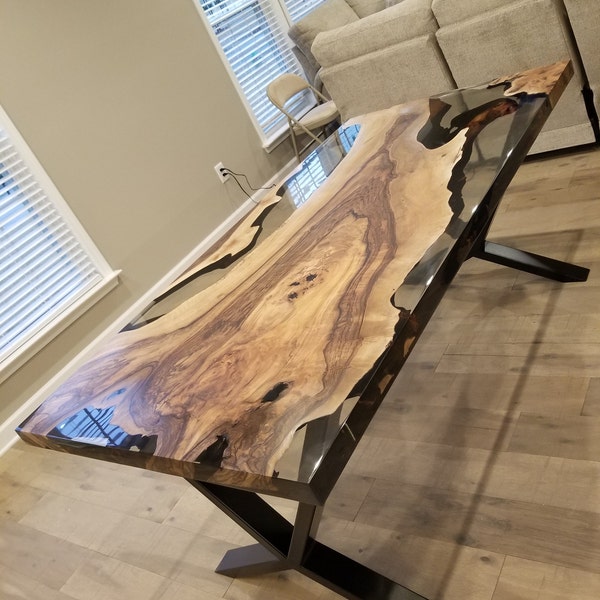 Handmade Epoxy Table, Live Edge Table, Custom 72" X 36" Table, Epoxy ...