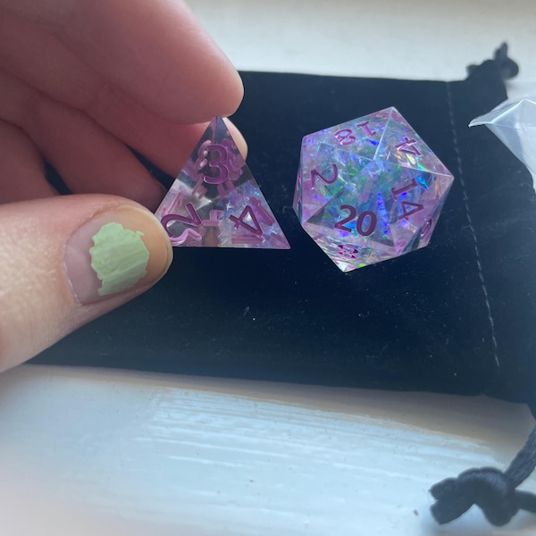 Black Obsidian DND Dice Set, Black Matt Sharp Edge D&D Dice Set ...