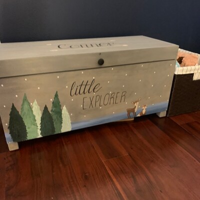 Toy Box Rolling Toy Box Toy Bin Kids Toy Chest Wood Toy Box Toy Box on ...