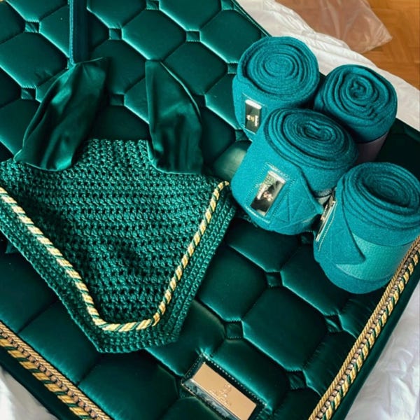 Saddlepad English | Dressage | Gold Blue Navy Crystal | Matching Set ...