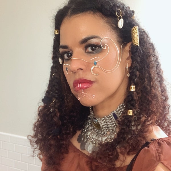 Wavy Wire Ear Cuff – Face Mask, Tribal Festival Jewelry - Etsy