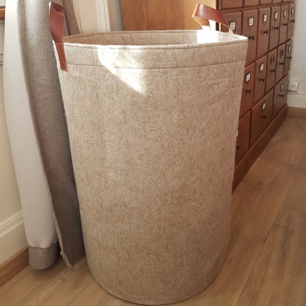 Large Tall Laundry Hamper 26"h and 17"w | Natural Linen Storage Basket ...