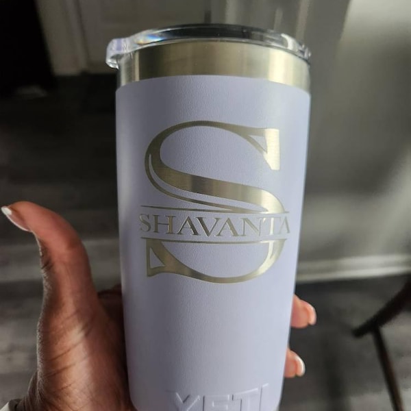Personalized Initial YETI Tumbler: Laser Engraved 20 Oz Stainless Steel ...