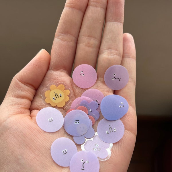 10 Hu Hu Happy Positivity Stickers - Cute Set of Dot Stickers, Kawaii ...