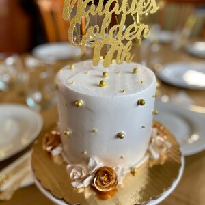 Custom Cake Topper Gold Glitter Personalized Cake Topper | Etsy