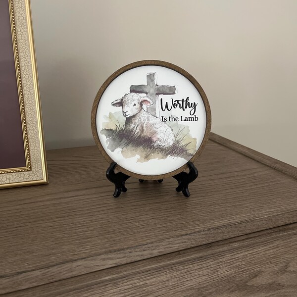 Easter Lamb Christian Sign, Farmhouse Christian Sign for Home, He Left ...