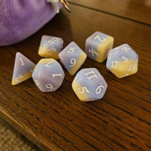 Dusk Dnd Dice 7pc Set: Matte Pastel Polyhedral Resin Dice - Etsy
