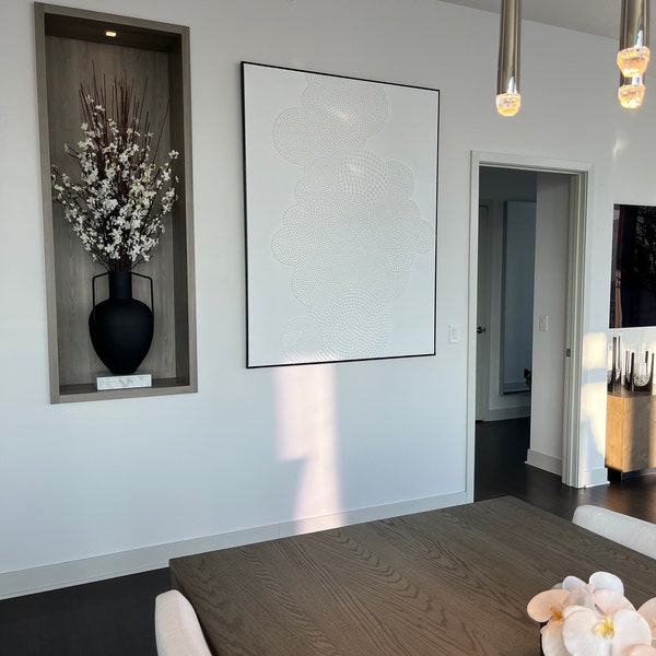 White Square 3D Texture Painting, Oversize Wall Art Rich Texture ...