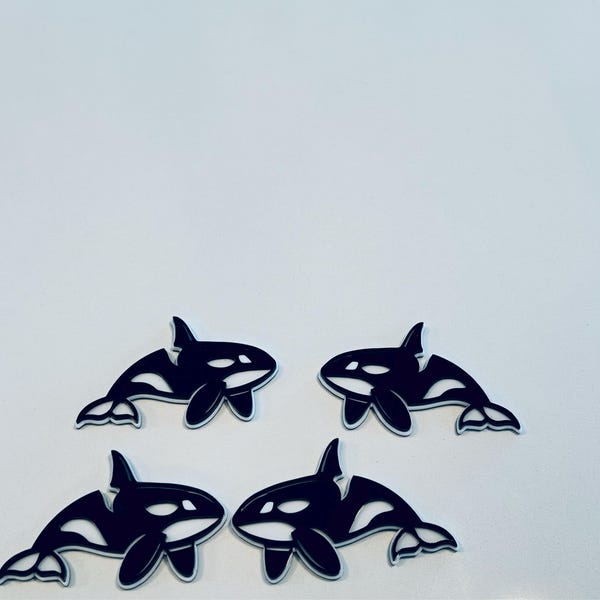 Orca Whale Glossy Black on White Emblem Badges Custom New - Etsy