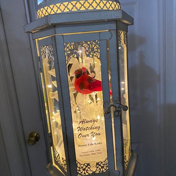 Cardinal Memorial Lantern, in Memory Of, Sympathy Gift, Loss of Loved ...