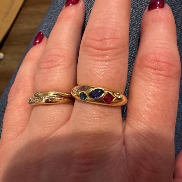 Mixed Birthstone Dome Ring by Caitlyn Minimalist • Chunky Art Deco ...