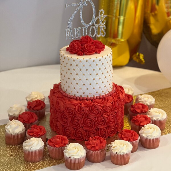 70 Birthday Cake Topper | GOLD 70 and Fabulous | Fun 70th Birthday ...