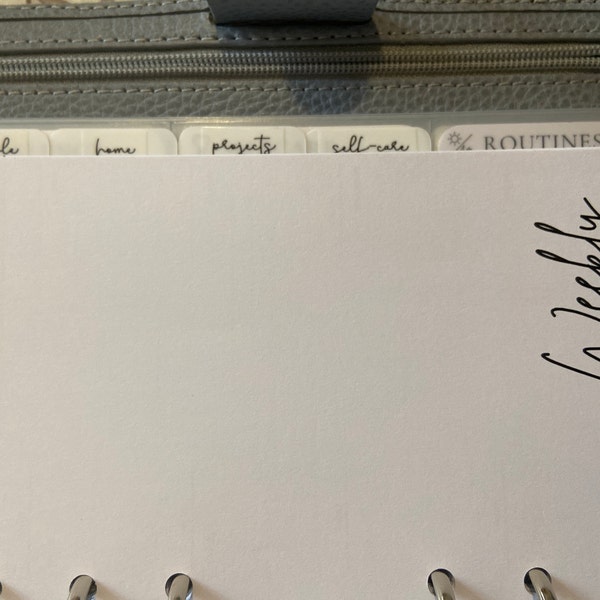 White PVC Planner Dividers With Custom Text on Tabs, Fits 6-ring ...