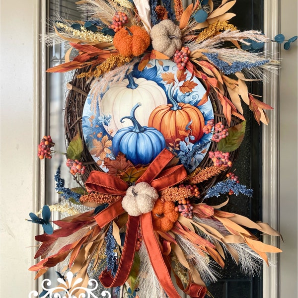 Round Fall Wreath Sign, Fall Wreath Sign, Personalize It by Pam, Signs ...