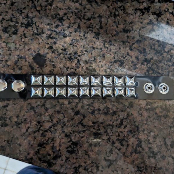 Two Row Pyramid Studded UK Punk Rock Genuine Leather Belt Snap off ...