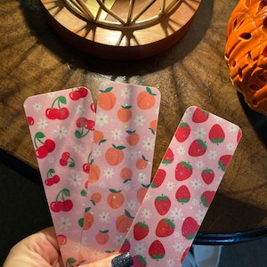 Holographic Fruit Bookmark Set | Peach Bookmark | Strawberry Bookmark ...