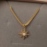 Celestial Dreamers Moon and Star Necklaces/opal Moon Necklace/opal Sunburst Necklace/enamel Star ...