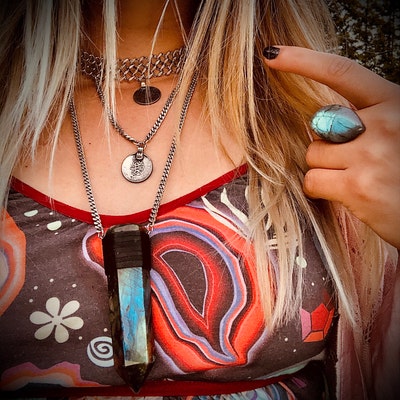 Labradorite Triple Layered Coin Necklace - Etsy