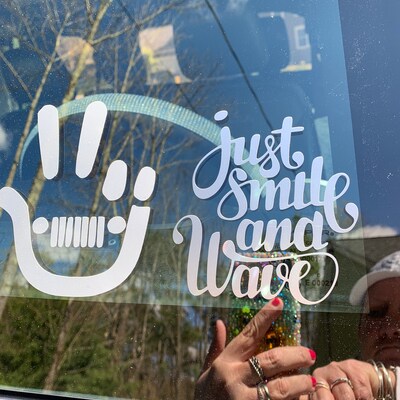 Just Smile and Wave Vinyl Decal Sticker Wave Decal Beach - Etsy