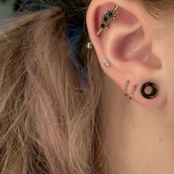 Onyx Industrial Piercing - Surgical Steel Scaffold Earring - Etsy