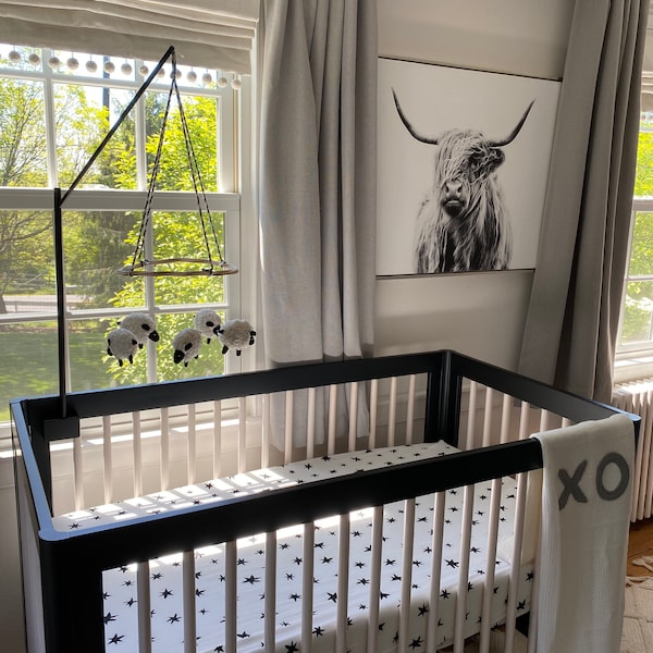 Baby Mobile Sheep, Lamb Baby Mobile, Nursery Decor Lambs, Black and ...