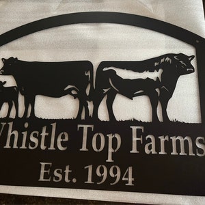 Metal FARM SIGN , Cows and Bull Personalized Family Name Metal Sign ...