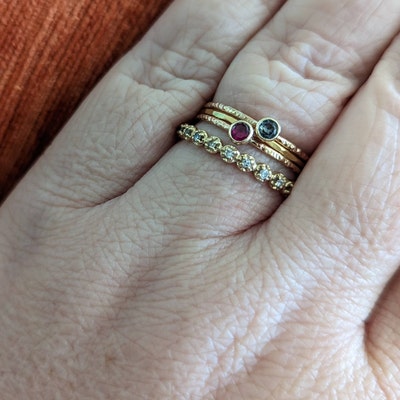 Stackable Gold Ring. Birthstone Ring. ONE Gemstone Ring. STARDUST ...