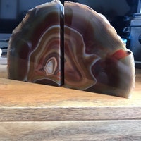 Red Rust Agate Natural Edge Microcrystalline Quartz Premium Bookends ...