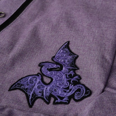 Embroidered Winged Dragon Iron on Patch, Dragon Patch, Dragon Applique ...